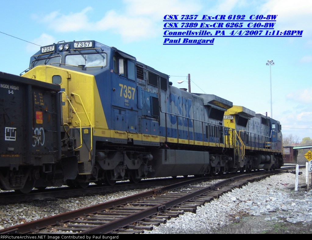CSX 7357 Ex-CR 6192 C40-8W CSX 7389 Ex-CR 6265 C40-8W April 04, 2007